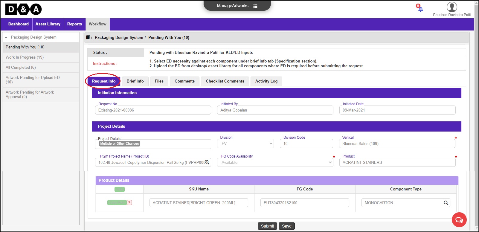 KLD/ED Inputs | ManageArtworks
